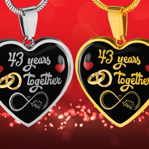Personalized Custom Engraved Pendant Necklace, 43rd Wedding Anniversary ...