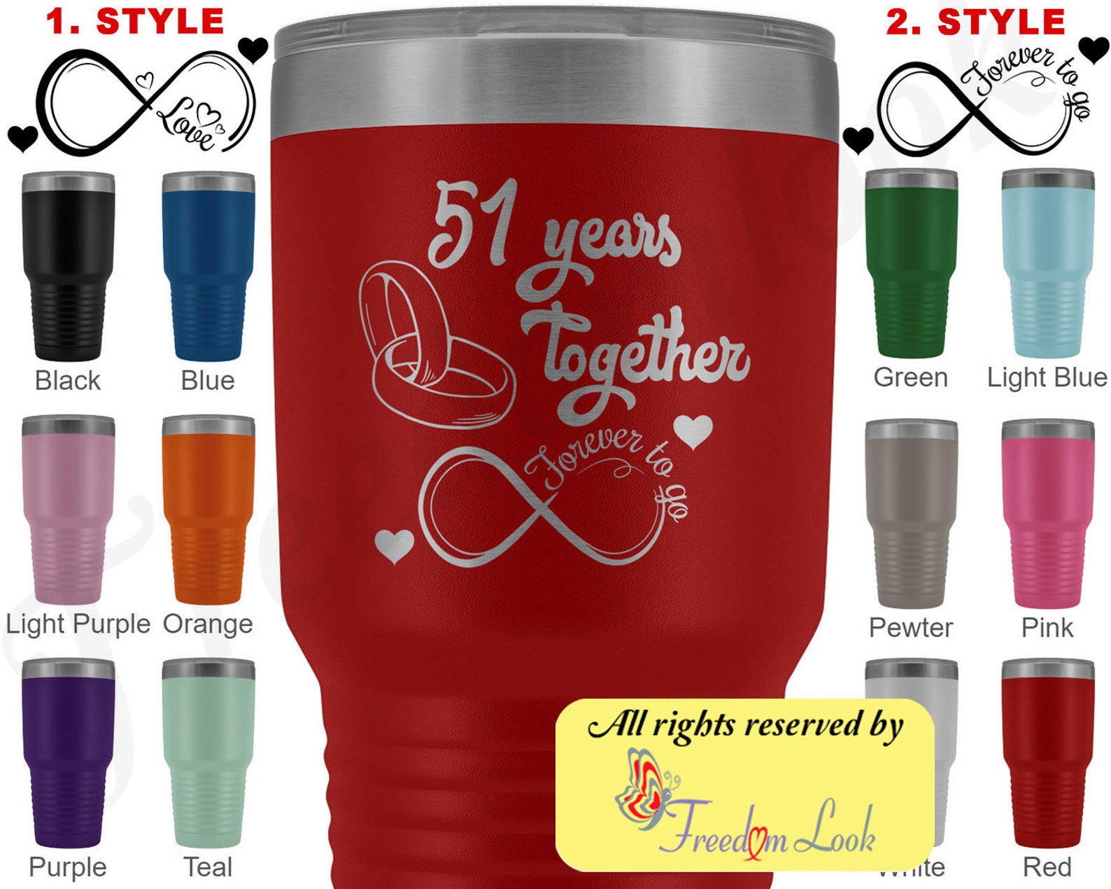 51st Wedding Anniversary Gift for Him and Her, 51st Anniversary Tumbler ...