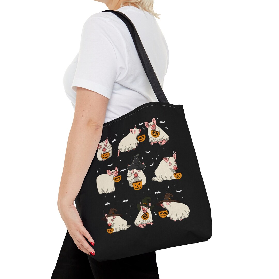 Pig Ghost Halloween Tote Bag - Spooky Pig Ghost Halloween Shoulder Bag ...