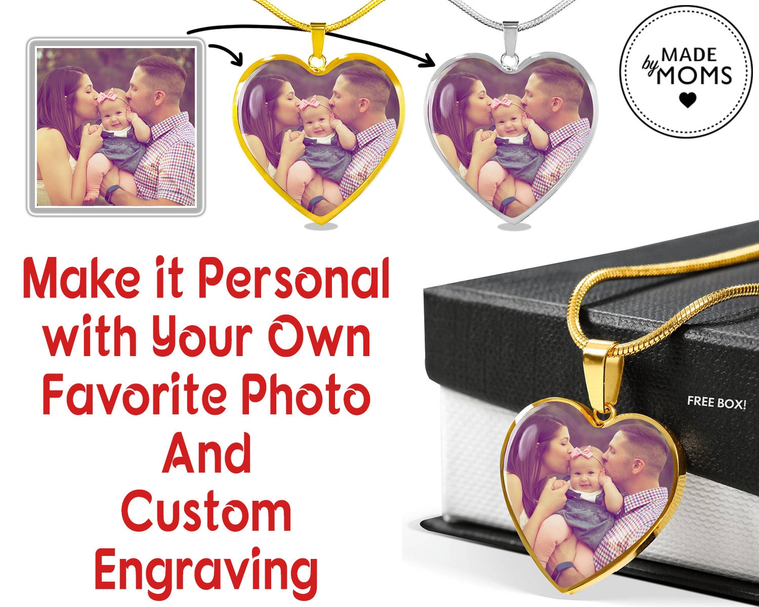 Personalized Family Custom Engraved Pendant Necklace, Baby Photo ...
