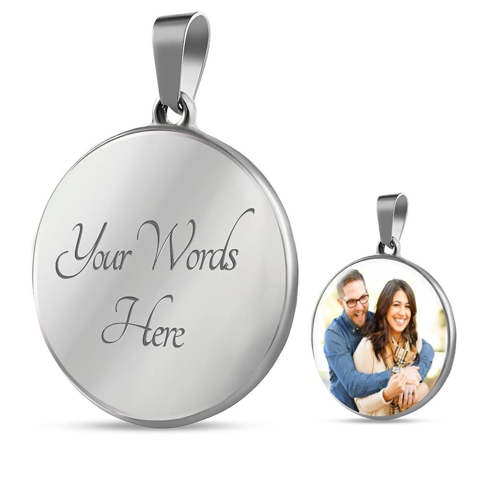 Personalized Custom Engraved Photo Pendant Necklace Custom | Etsy