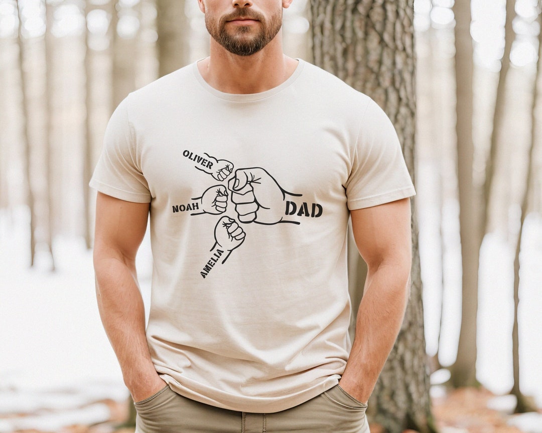 Dad and Children Hands With Names Shirt - Father Day Tee Shirt, Custom ...