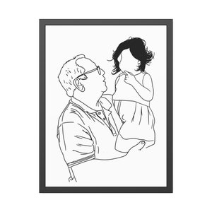 Personalized Grandpa and Granddaughter Photo Outline Framed Canvas ...