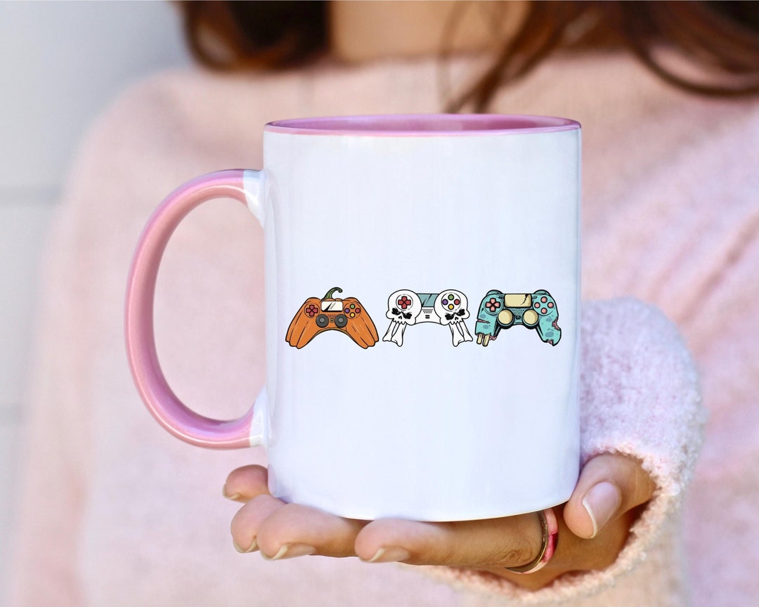 Halloween Zombie Gaming Controllers Coffee Mug, Scary Skeleton Funny ...
