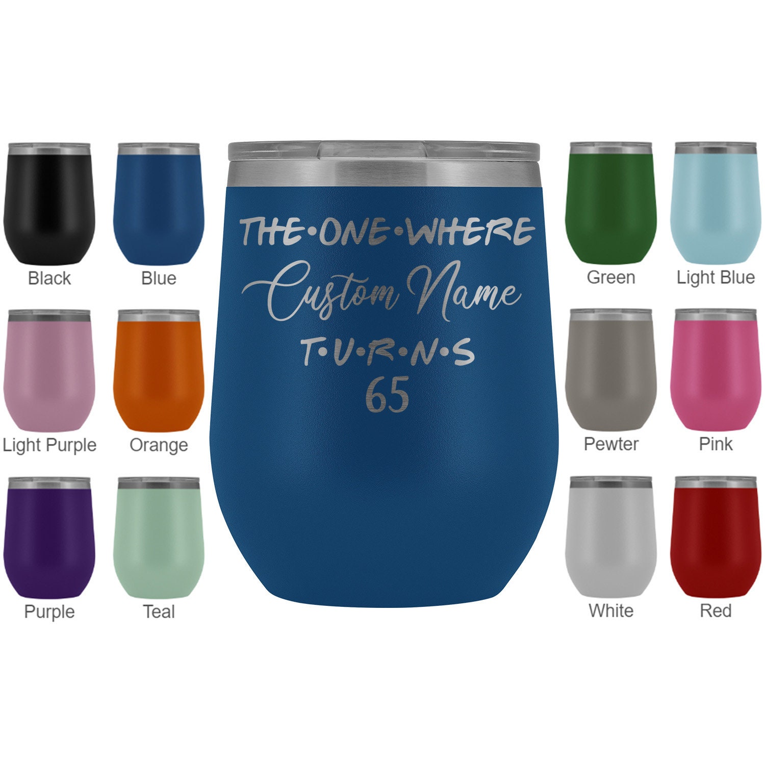 Personalized 65th Birthday Wine Tumbler Happy 65th Birthday | Etsy