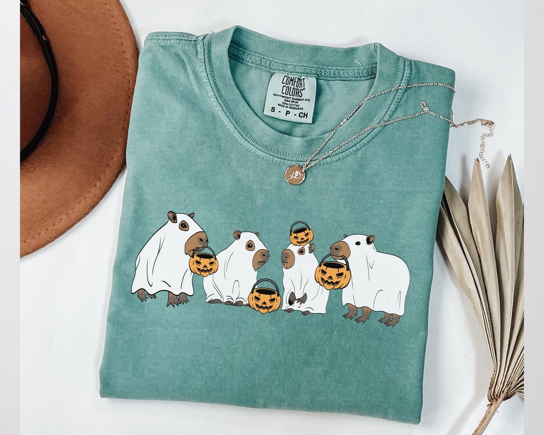 Spooky Capybara Halloween Comfort Colors Shirt, Ghost Animal Tee, Scary ...