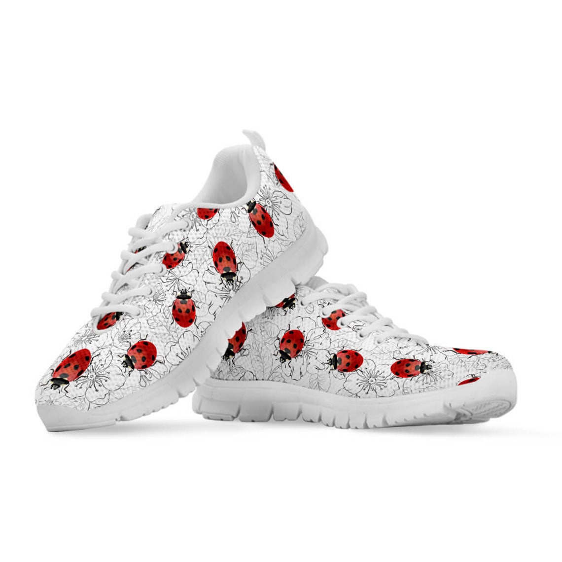 Ladybugs & Flowers Women's and Children's Sneakers, Ladybird Shoes Art ...
