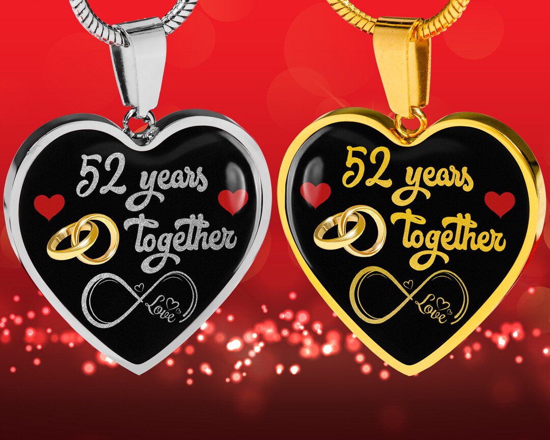 Personalized Custom Engraved Pendant Necklace, 52nd Wedding Anniversary ...