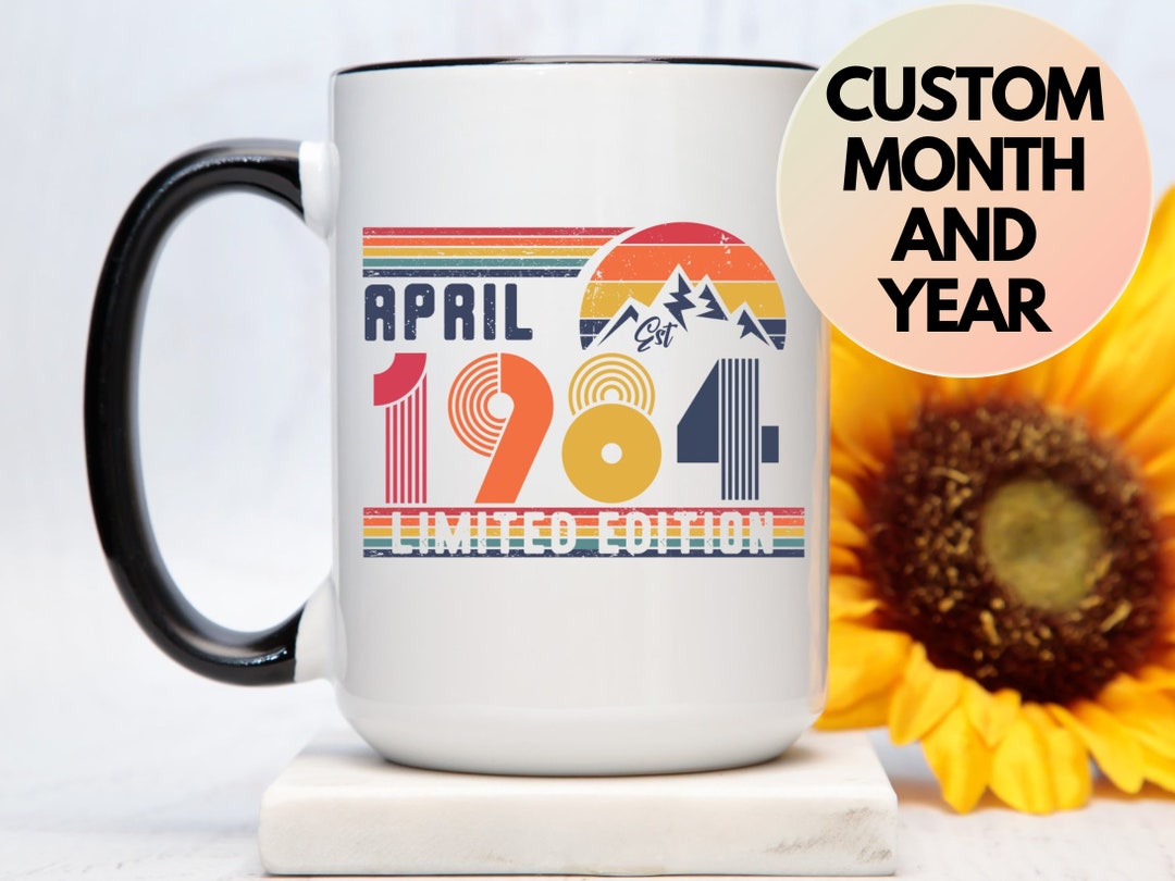 40th Birthday Retro Coffee Mug, Born in 1984 Customized Birthday Gift ...