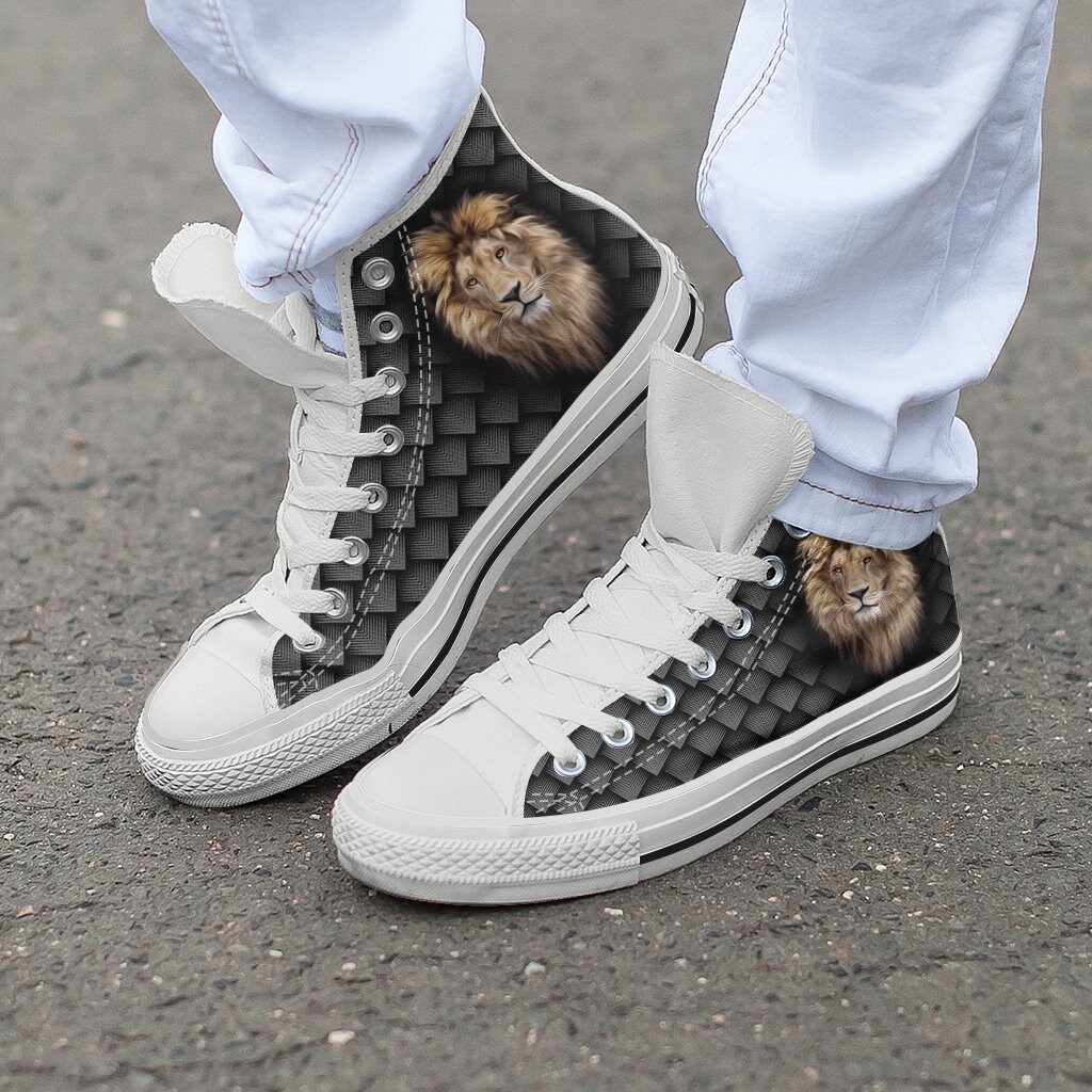 Lion Head Men's and Women's Shoes, Lion Shoes Art Pattern, Black and ...