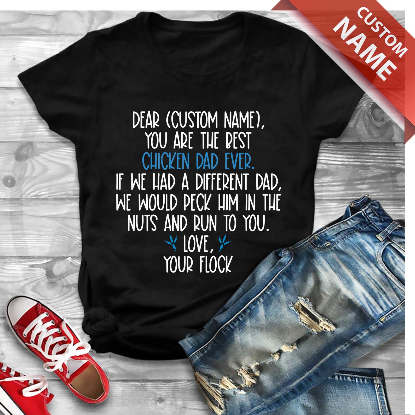 Personalized Chicken Dad T-shirt Chicken Men Daddy T-shirt - Etsy