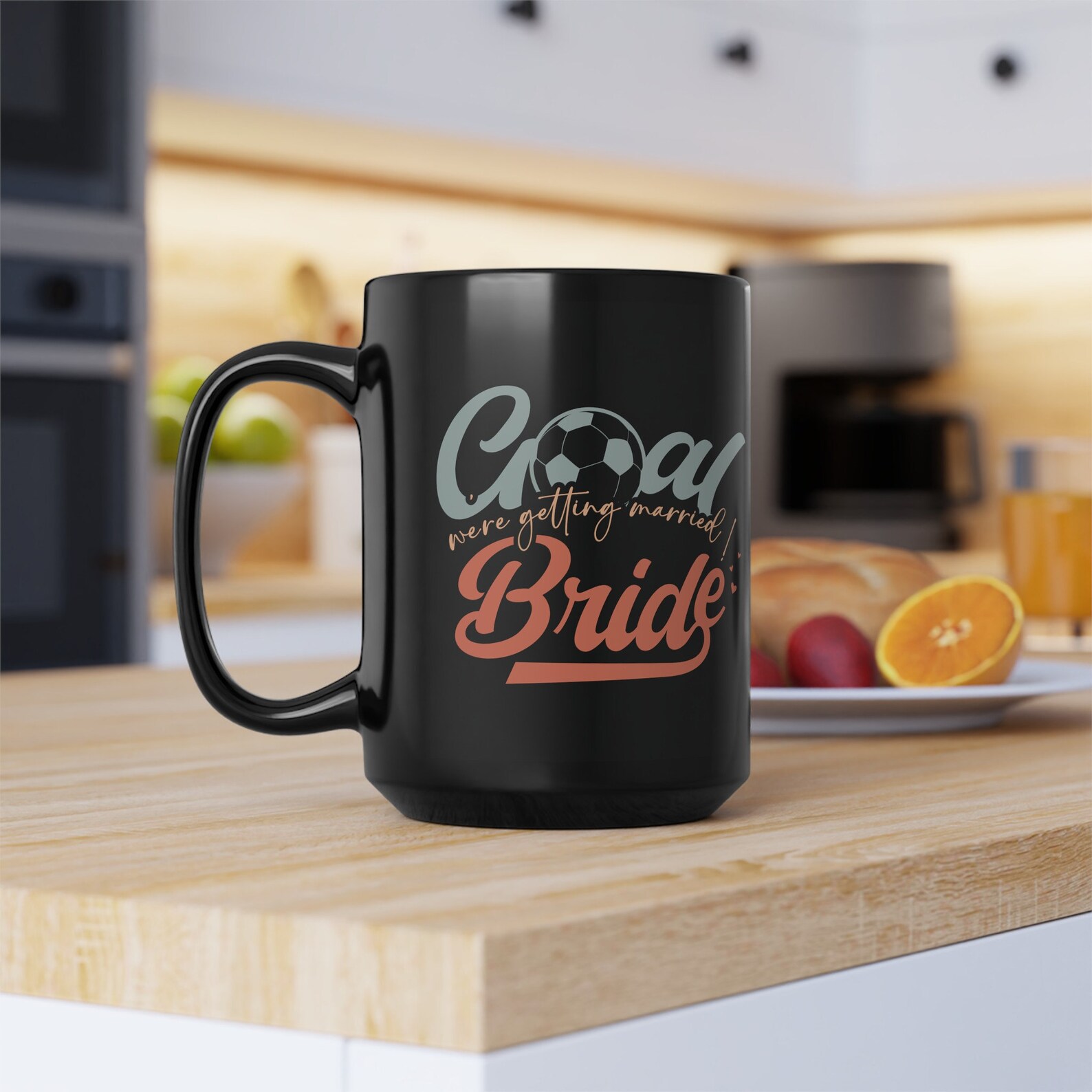 Bride & Groom Couple Soccer Player Matching Black Coffee Mug, Future ...