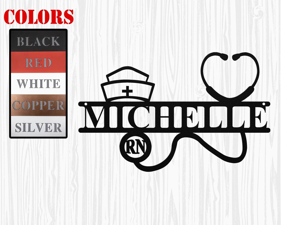 Custom RN Nurse Metal Sign Name – Personalized RN Stethoscope Sign ...