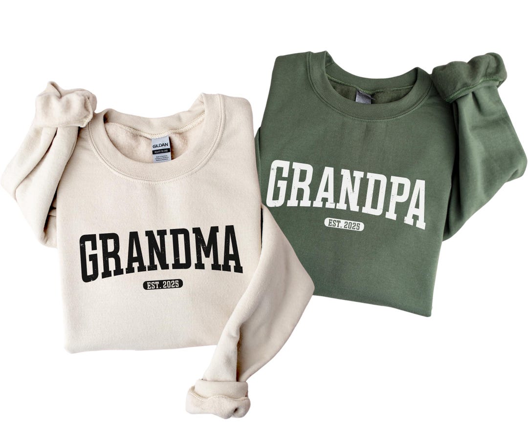 Customized Grandma & Grandpa Matching Sweatshirt, Est 2025 Tees for ...