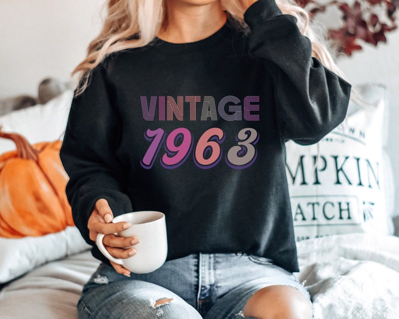 Vintage 1963 Birthday Hoodie, Birthday Anniversary Sweatshirt, 60th ...