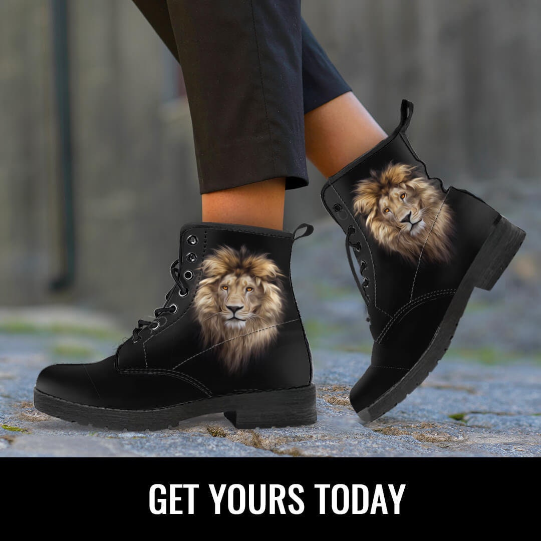 Lion Head Men and Women Boots Booties, Lion Head Boots, Lion Shoes Art ...