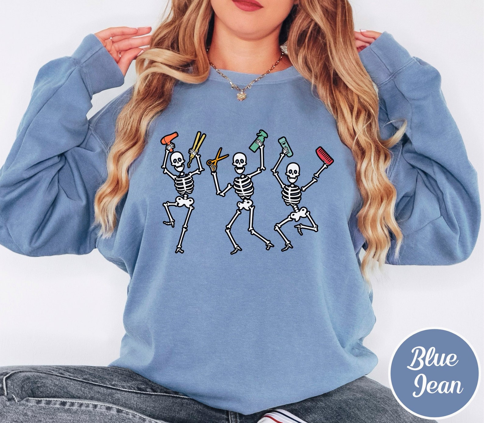 Hairstylist Skeleton Halloween Spooky Hair Salon Comfort Colors Shirt ...