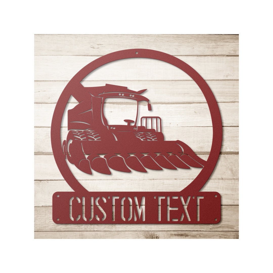 Personalized Harvester Farm Tractor Black Metal Name Sign, Custom ...
