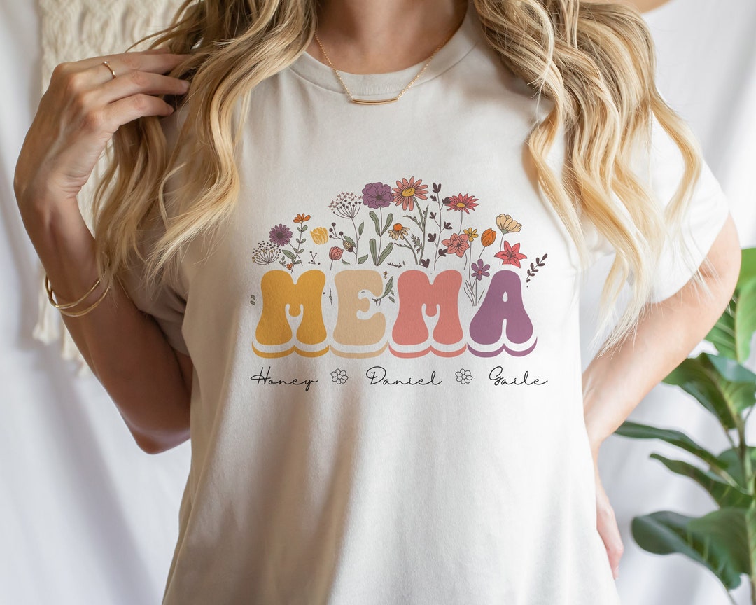 Custom Mema Floral Shirt, Personalized Mother's Day Tshirt, Mema With ...