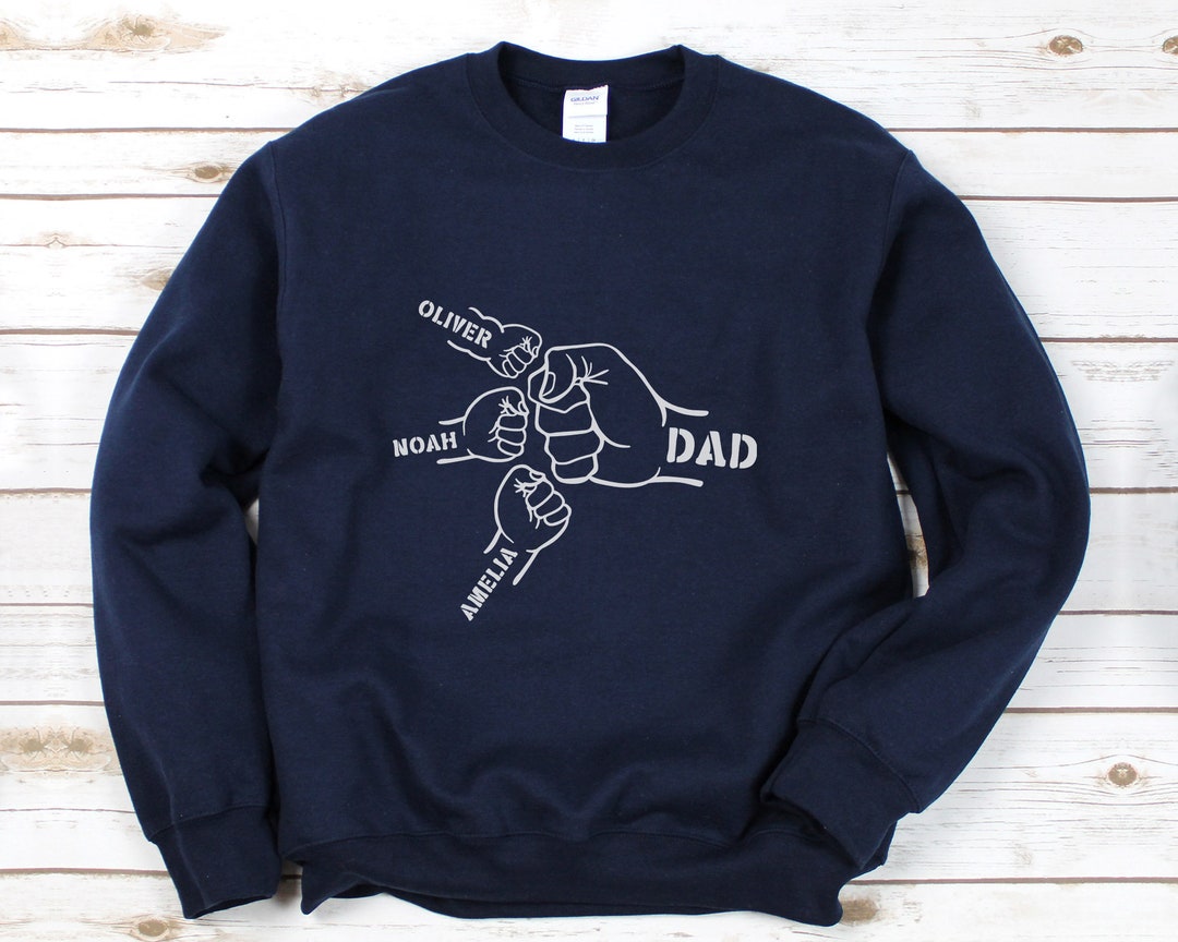 Custom Dad Sweatshirt With Names, Custom Daddy Sweater Kids Hands, Gift ...