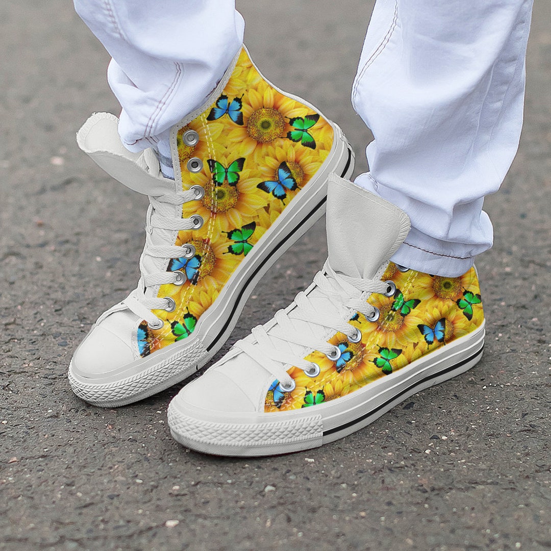 Sunflower Butterfly Shoes Art, Footwear Butterflies, Women's Shoes ...