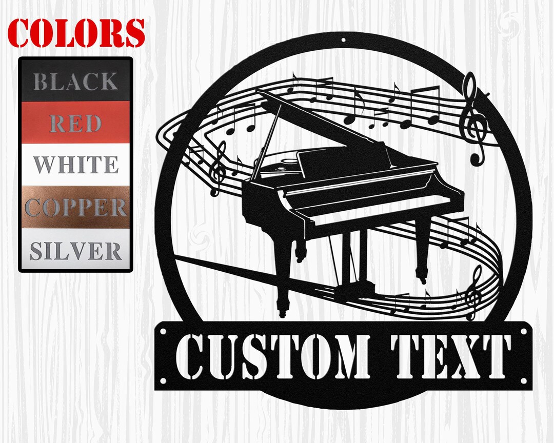 Personalized Grand Piano Metal Sign, Custom Monogram Piano Metal Art ...