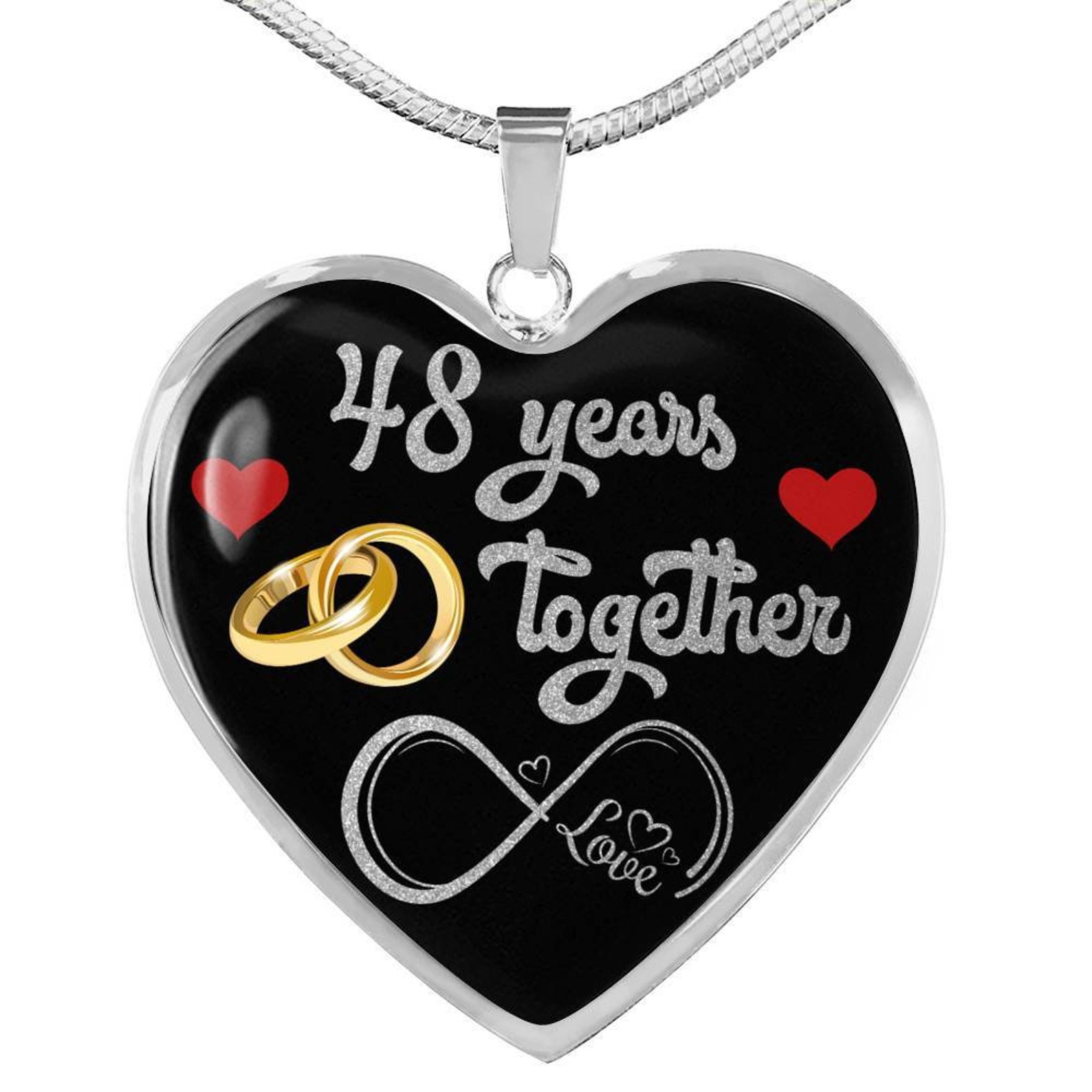 Personalized Custom Engraved Pendant Necklace, 48th Wedding Anniversary ...