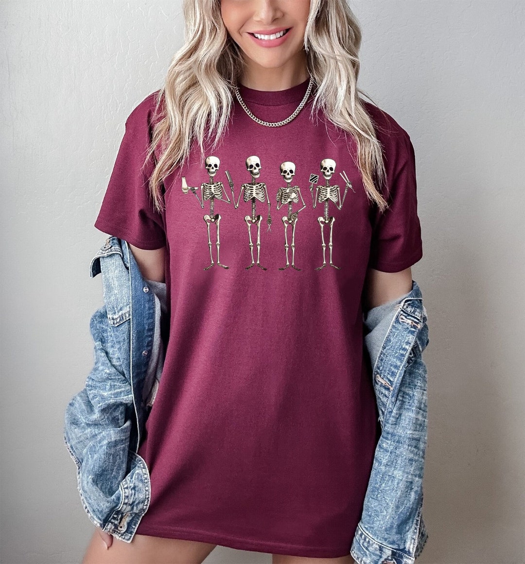 Hairstylist Skeleton Hair Salon Christmas Unisex T-shirt, Hairdresser ...
