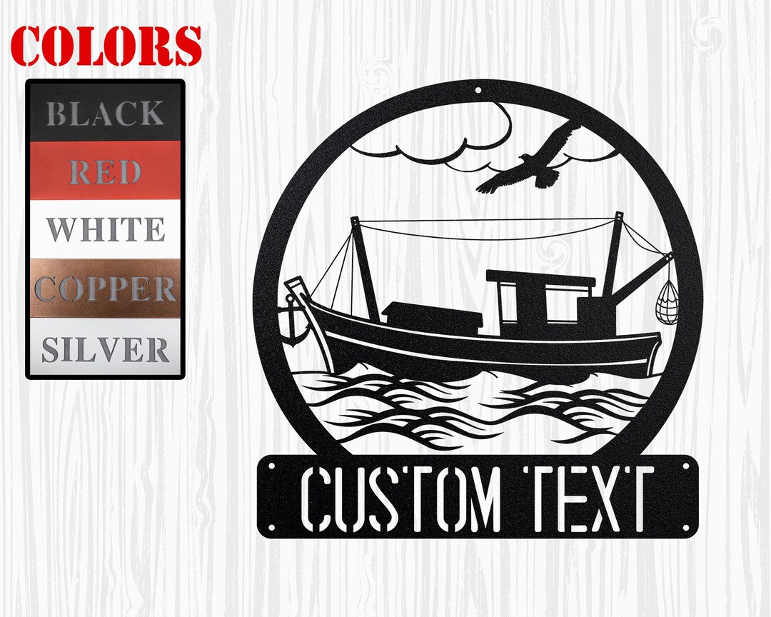 Boat Fishing Sign, Fishing Boat Metal Sign, Custom Fishing Metal Wall ...