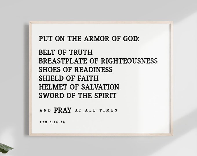 Scripture Print, Armor of God, Bible Verse Wall Art, Christian Wall Art ...