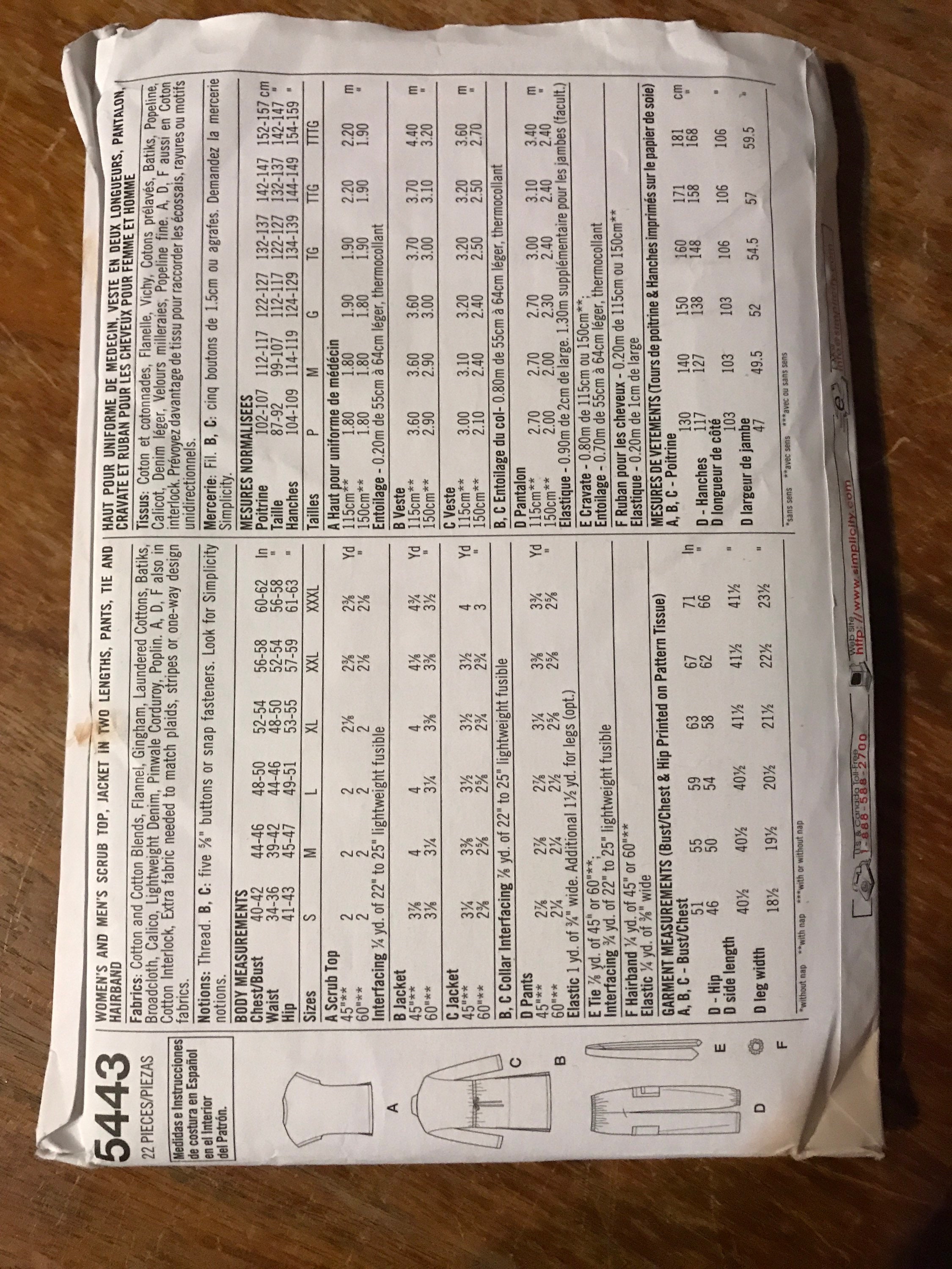 Simplicity 5443 Scrubs Pattern - Etsy