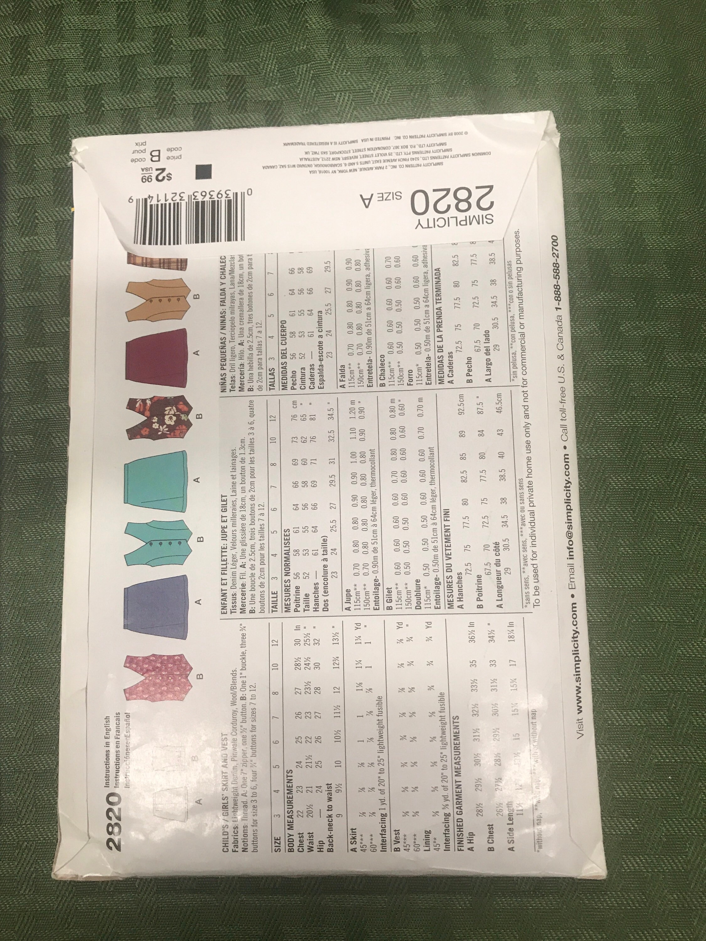 Simplicity 1704 & 2820 Girls Pattern - Etsy