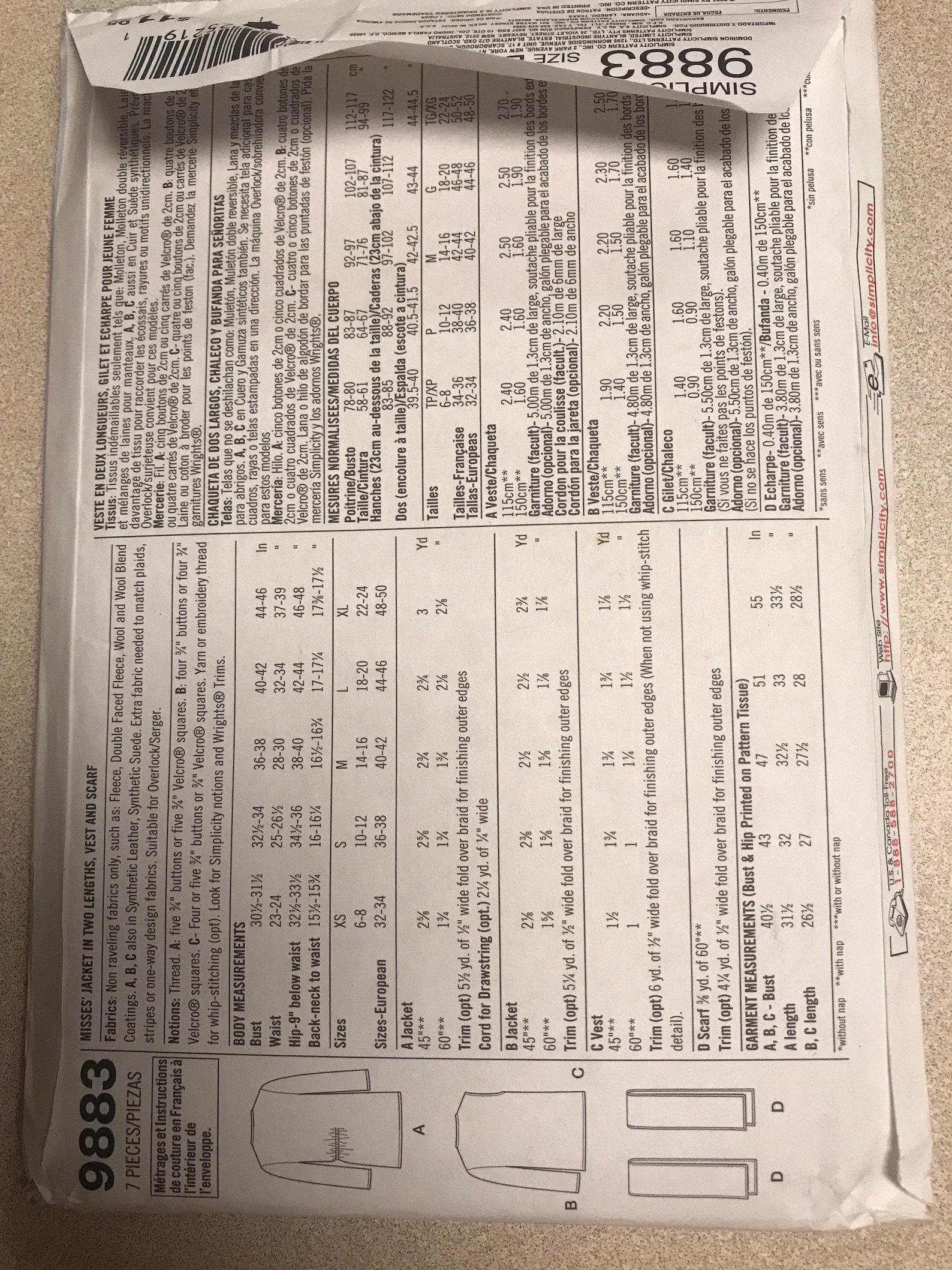 Simplicity 9883 Jacket Pattern - Etsy