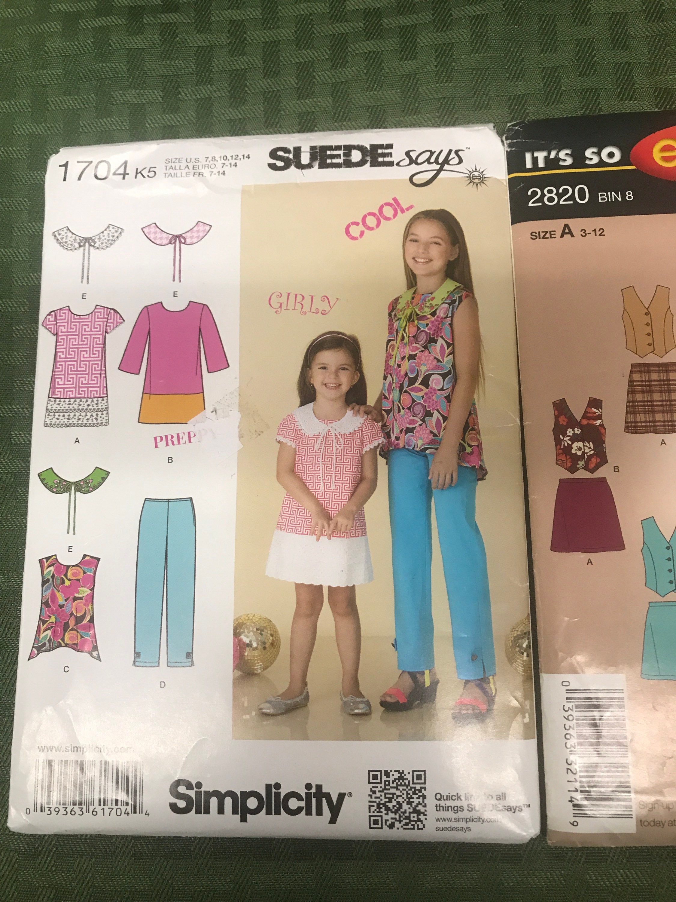 Simplicity 1704 & 2820 Girls Pattern - Etsy