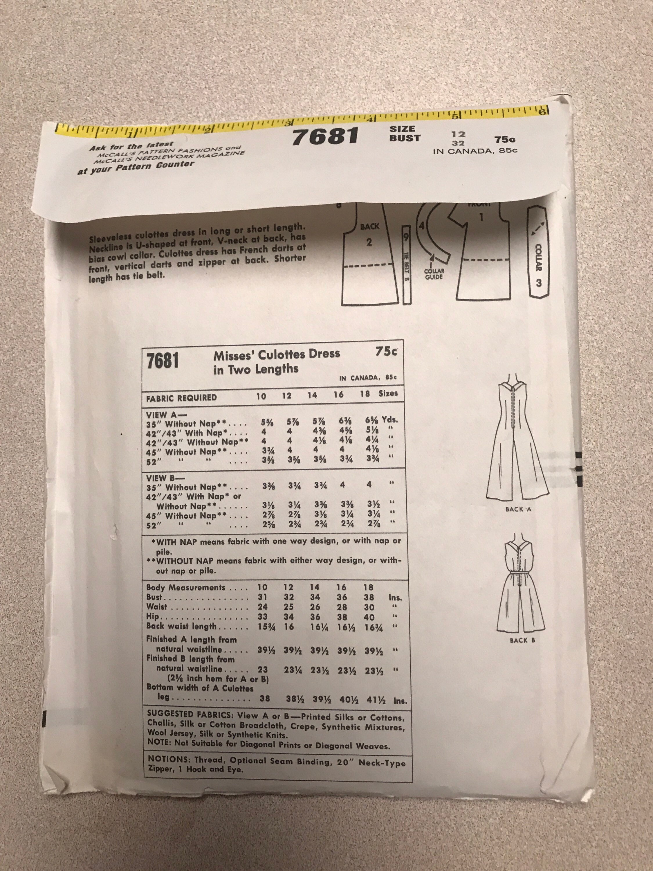 McCalls 7681 culottes dress pattern - Etsy.de