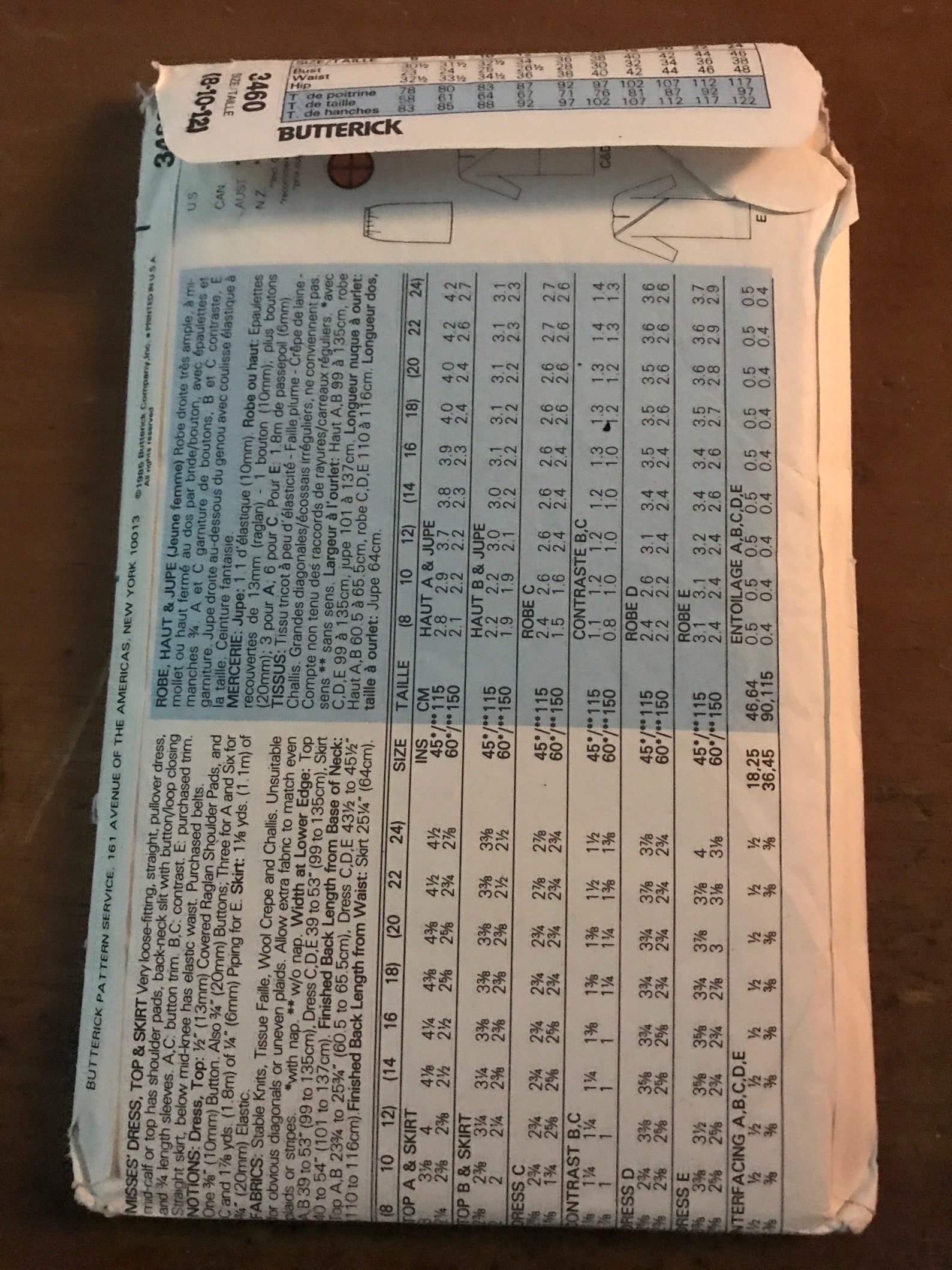 Butterick 3460 Dress Pattern - Etsy