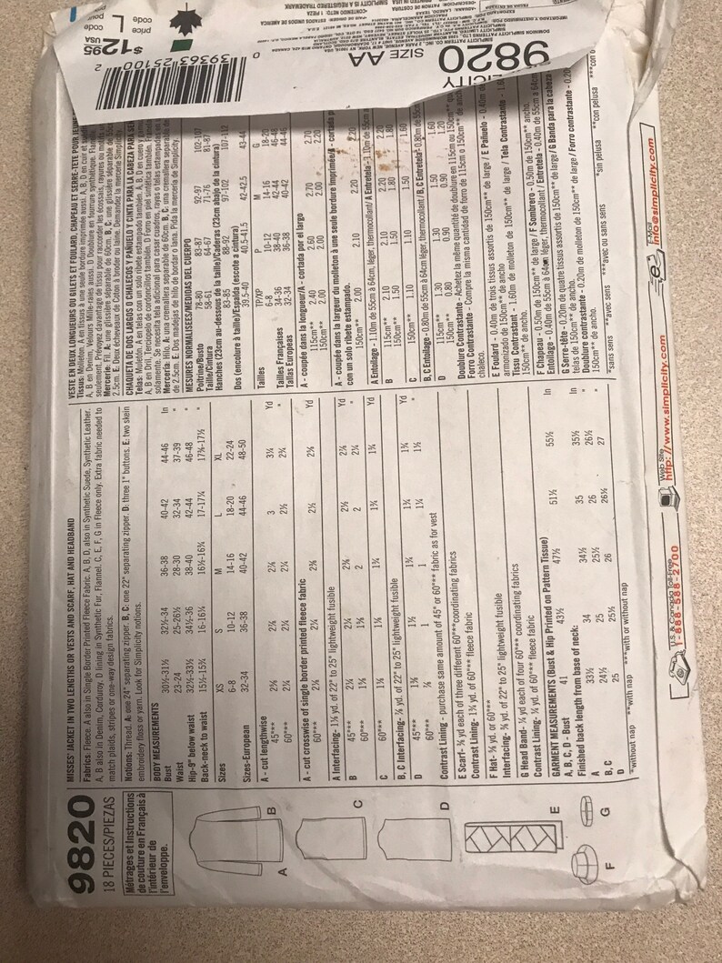 Simplicity 9820 Coat Pattern - Etsy