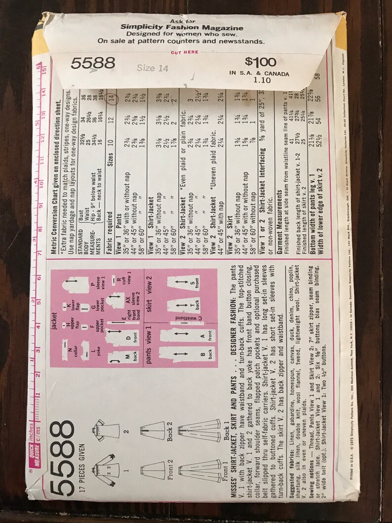 Vintage Simplicity 5588 Misses Separates Pattern - Etsy