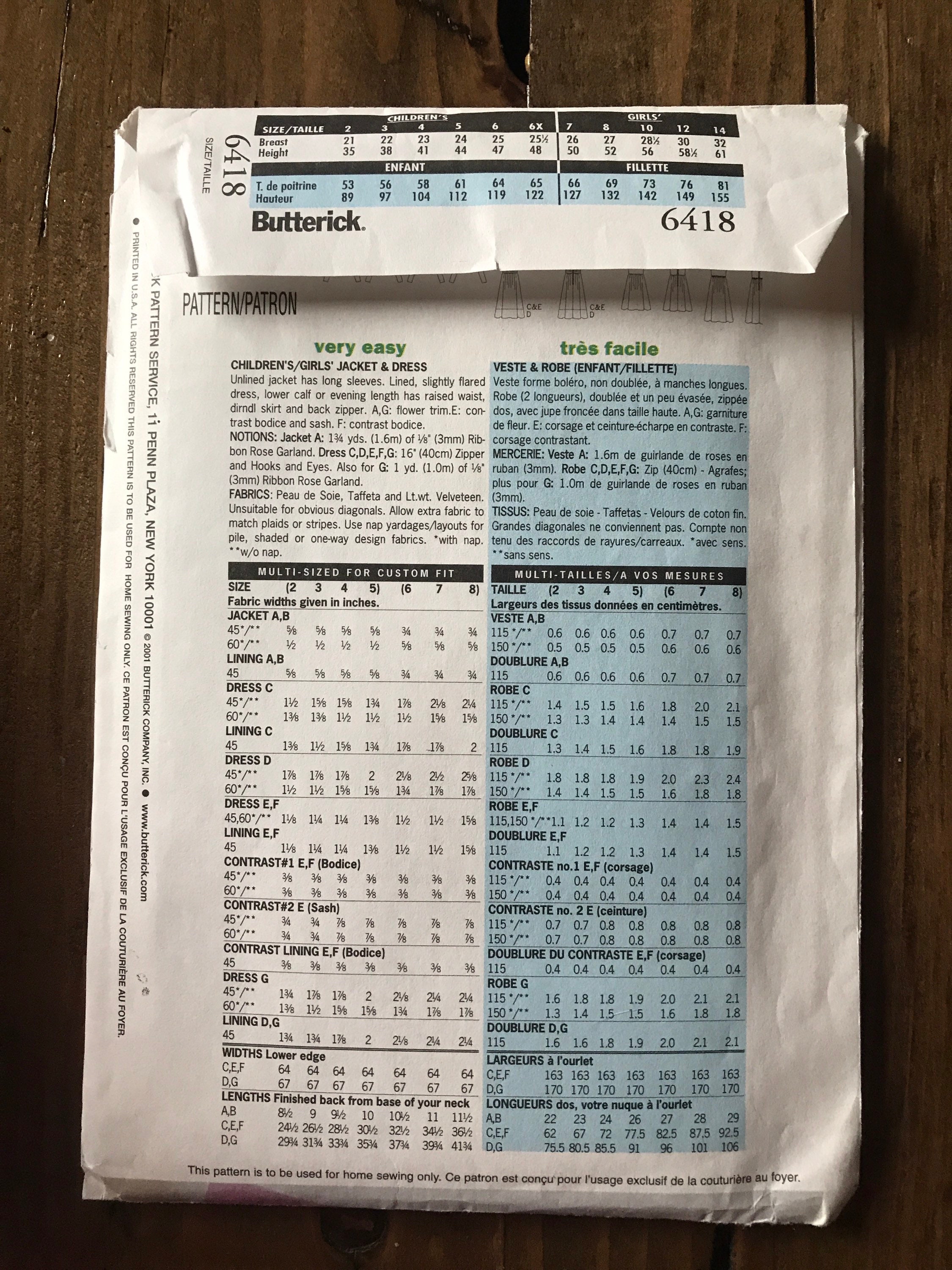 Butterick 6418 Childs Dress and Jacket - Etsy