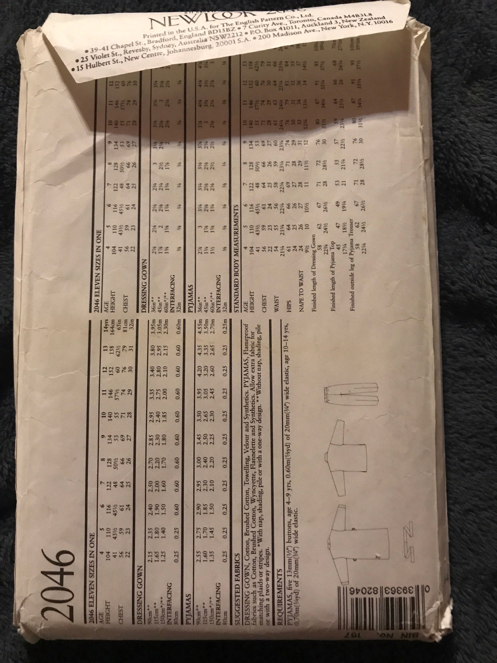 New Look 2046 Childs Pajama Pattern - Etsy