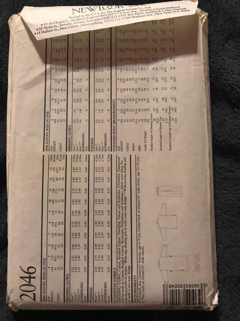 New Look 2046 Childs Pajama Pattern - Etsy