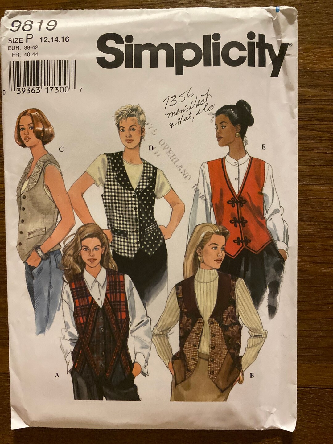 Simplicity 9819 Vest Pattern Sizes 12-16 - Etsy