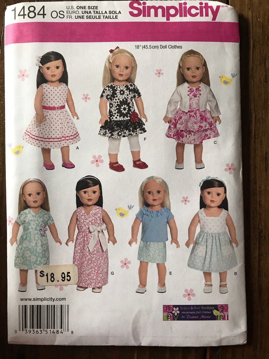 Simplicity 1484 18 doll clothes pattern | Etsy