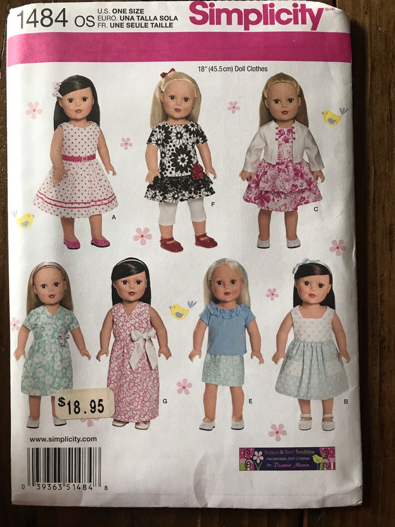 Simplicity 1484 18 Doll Clothes Pattern - Etsy
