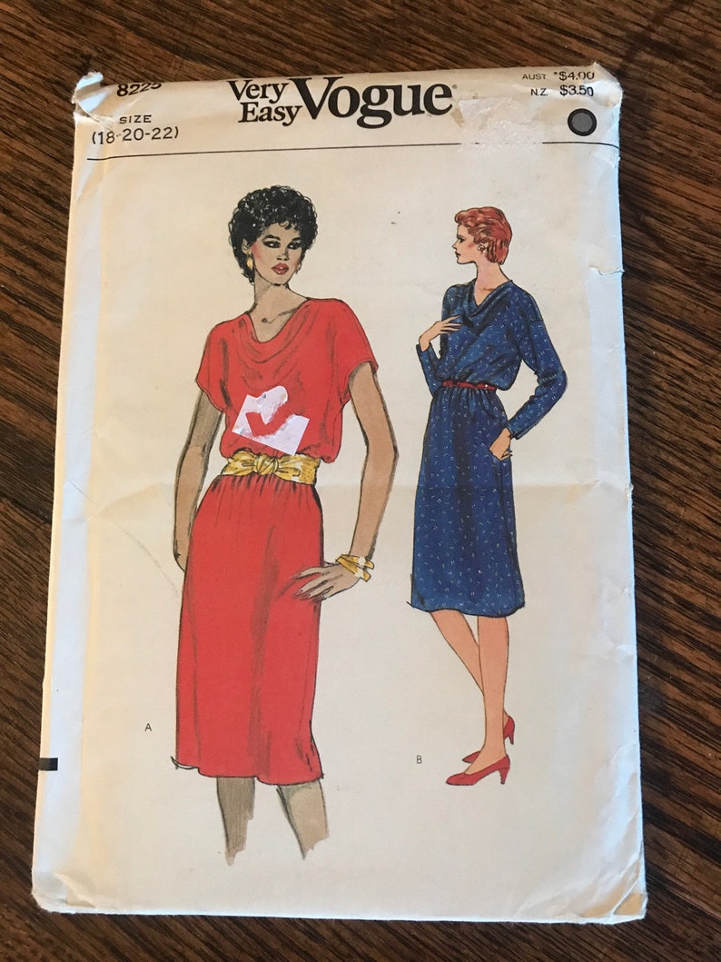 Vogue 8225 Size 18-22 Dress Pattern - Etsy