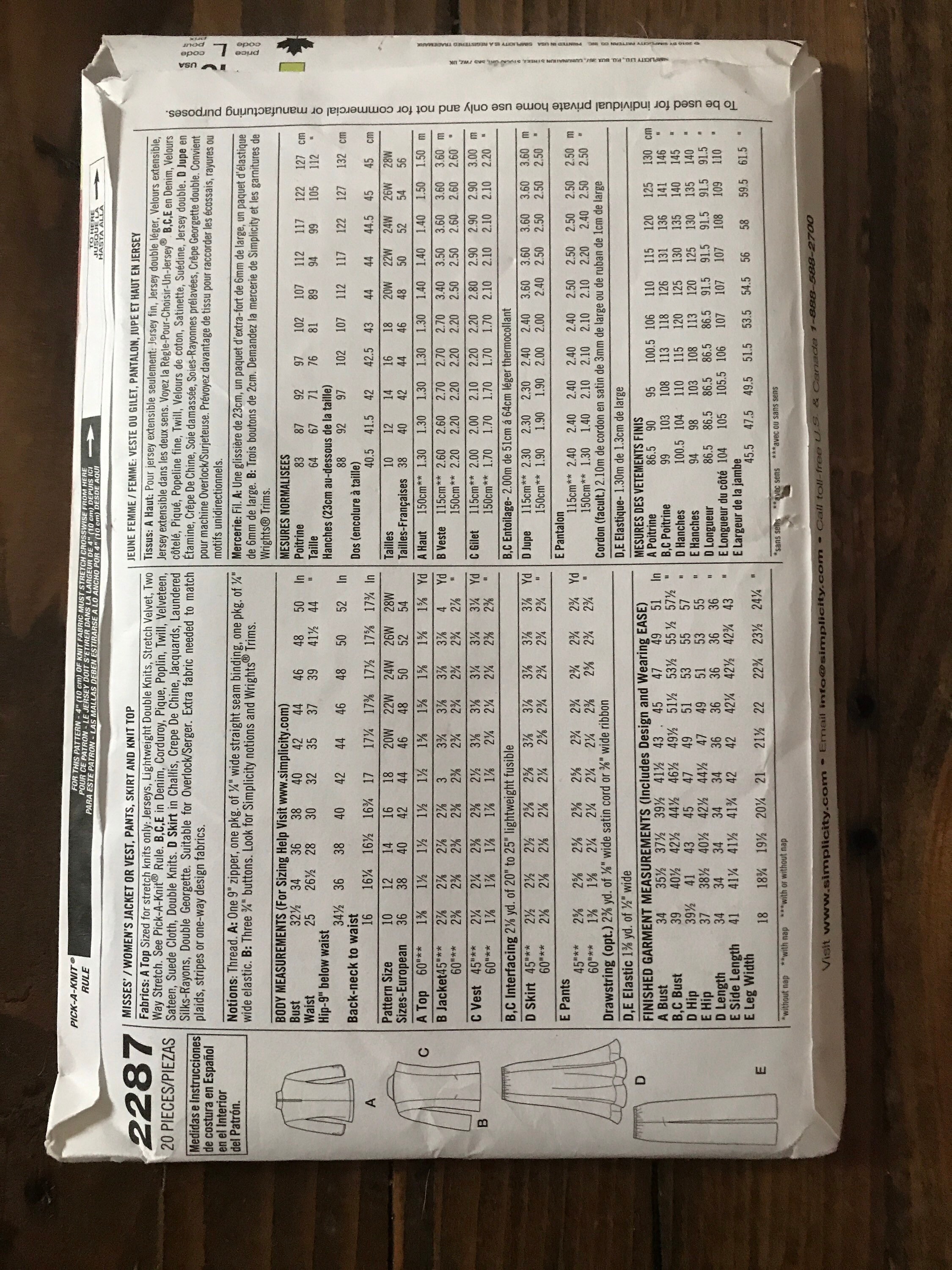 Simplicity 2287 Wardrobe Pattern - Etsy