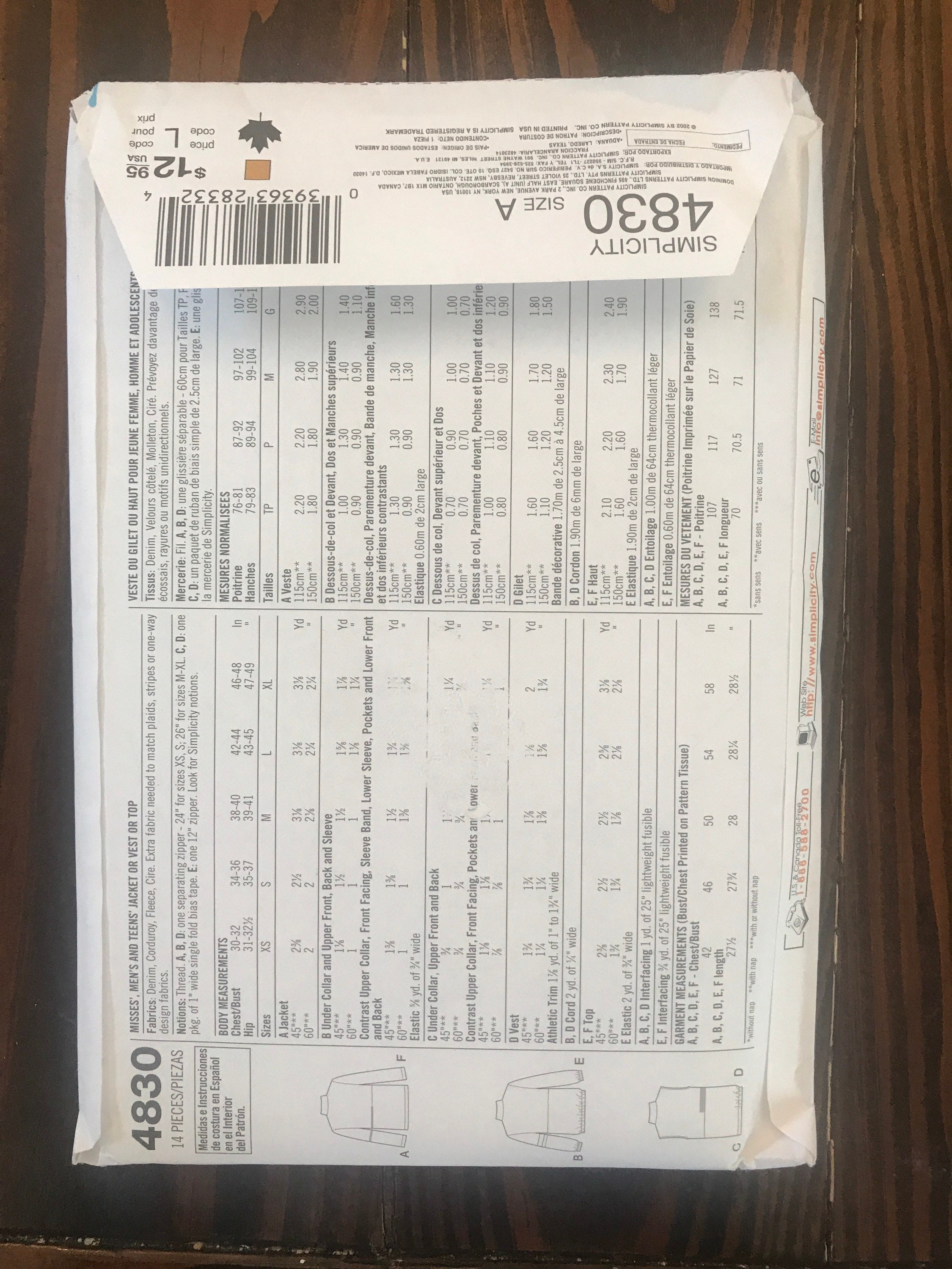 Simplicity 4830 Jacket and Vest Pattern - Etsy