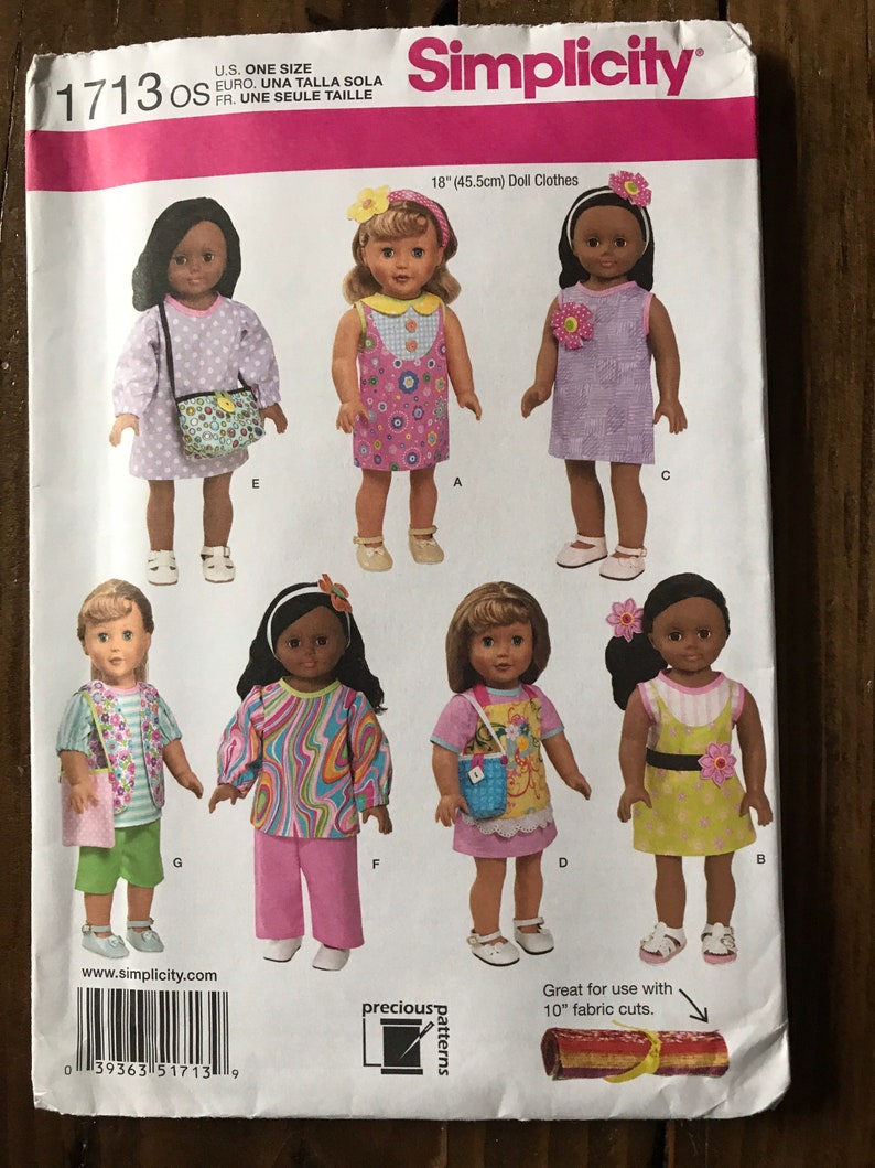 Simplicity 1713 18” Doll Clothes Pattern - Etsy