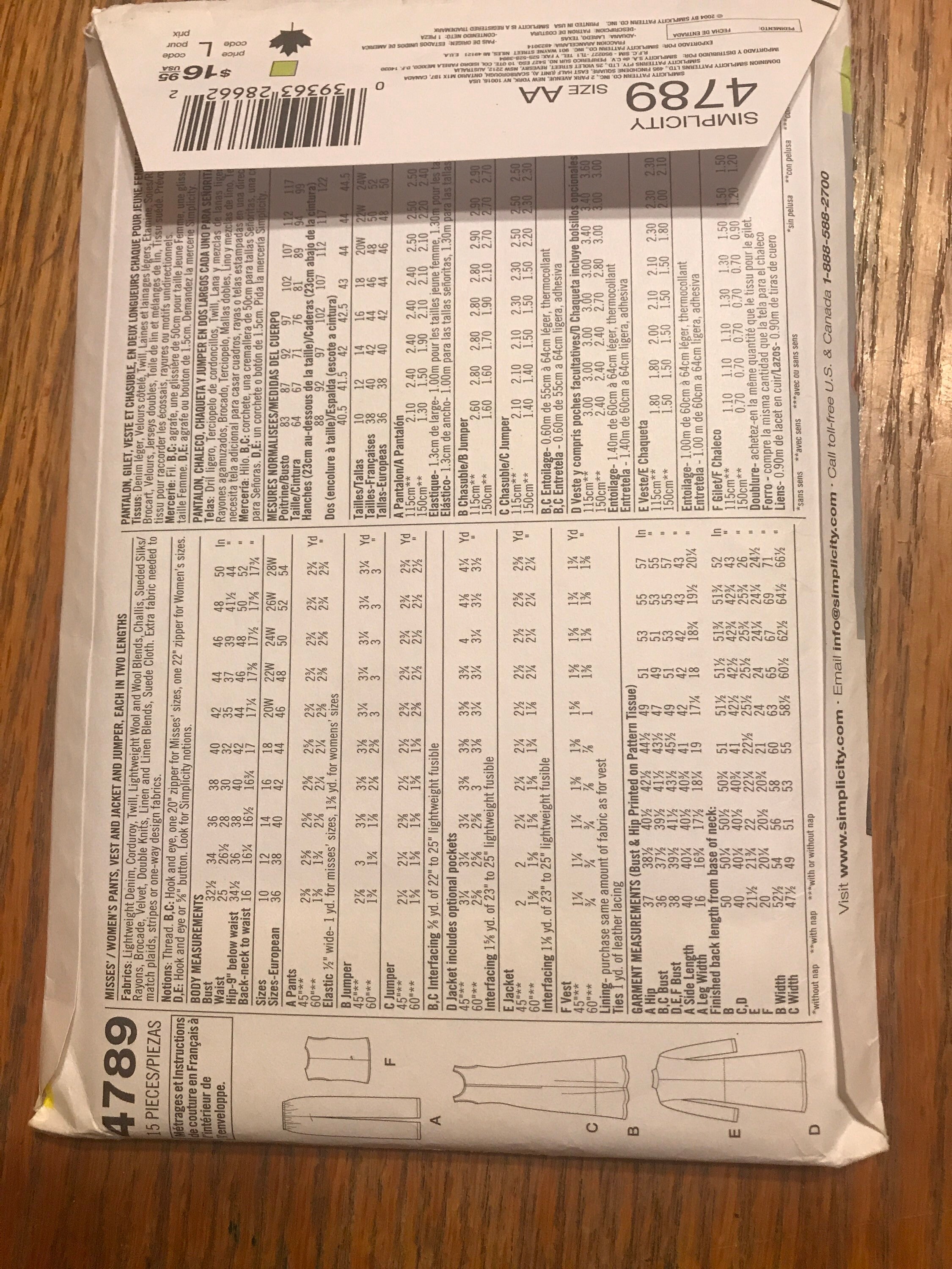 Simplicity 4789 Misses Wardrobe Elements - Etsy