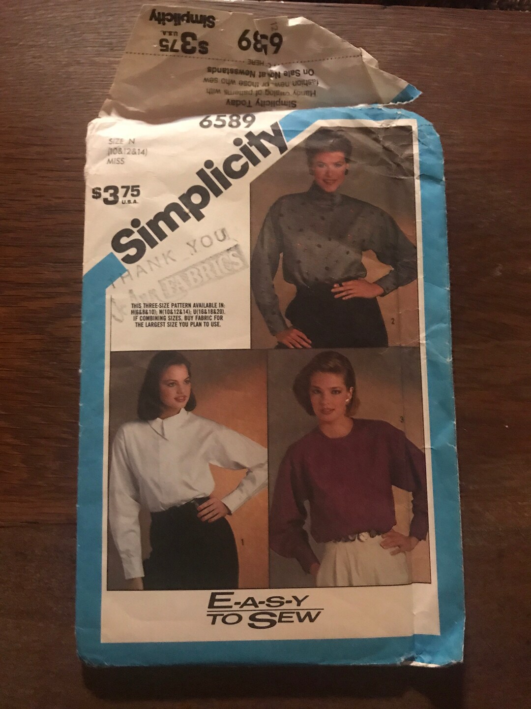 Simplicity 6589 Blouse Pattern - Etsy